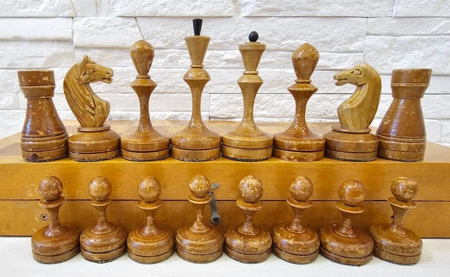 RARE VINTAGE SOVIET Chess Set Tournament Wooden 1958 USSR Old Antique ...