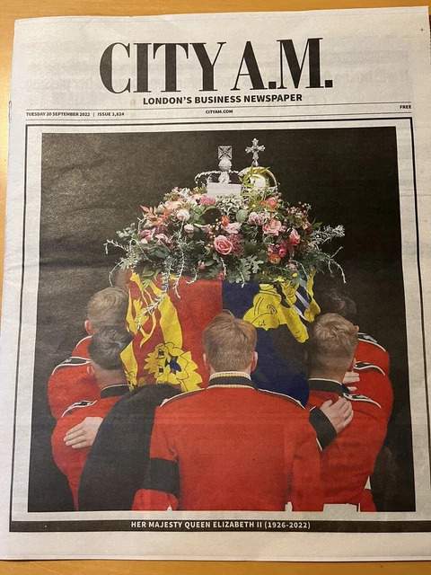 CITY AM NEWSPAPER 20th SEPTEMBER QUEEN ELIZABETH II LONDON’S BUSINESS ...