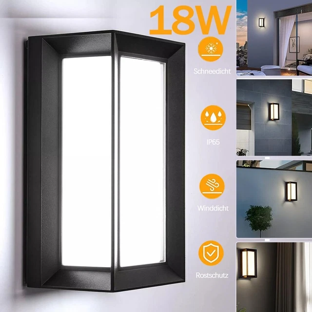 LED AUSSENLEUCHTE MIT Bewegungsmelder Wandleuchte Schwarz Sensor ...