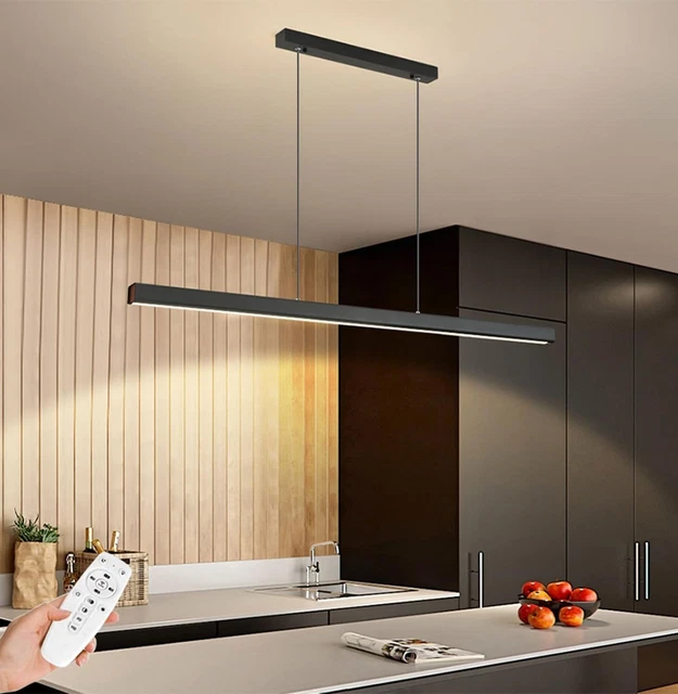 MODERN KITCHEN ISLAND LED Linear Pendant Light Fixture Dimmable Lamp ...