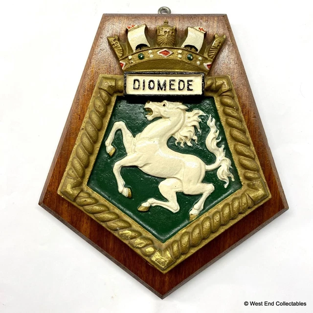 HMS DIOMEDE CREST Royal Navy Ship Plaque Shield Badge Tampion £49.99 ...