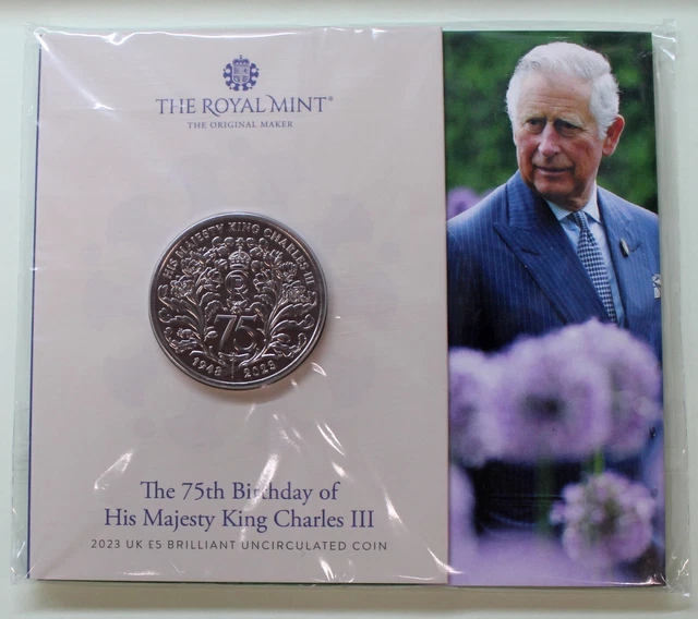 GROSSBRITANNIEN 5 £ Pounds 75. Geburtstag King Charles III. UK 2023 BU ...