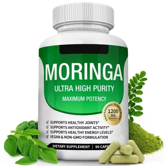 MORINGA CAPSULES 1200MG - Pure Moringa Powder for Immune, Gut health 90 ...