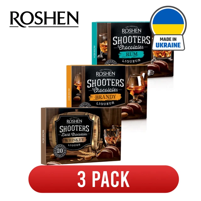 ROSHEN &SHOOTERS& CHOCOLATE Candy Rum Brandy Whiskey Liqueur Filled ...
