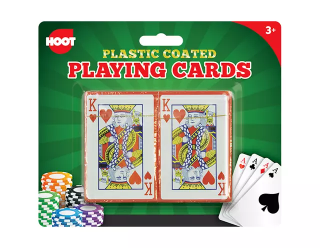 2 PACK PLAYING Cards Plastic Coated Traditional Deck Poker Game Snap Go ...