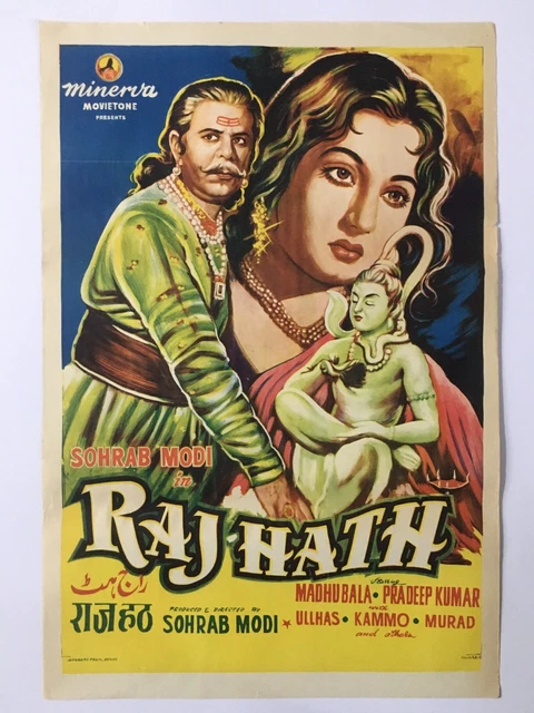 POSTER 1-SH BOLLYWOOD 1956 RAJ HATH Sohrab Modi Madhubala 20in x 30in ...