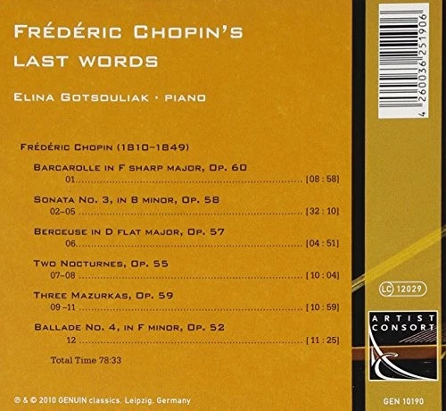 FREDERIC CHOPINS LAST Words by CHOPIN,FREDERIC [Audio CD] £17.18 ...