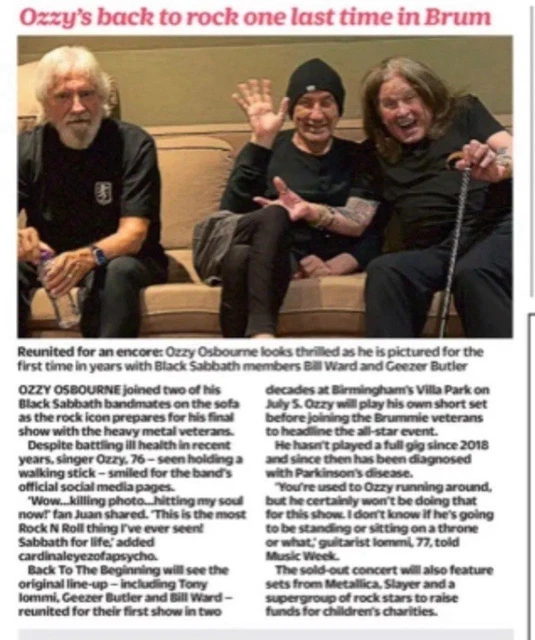 BLACK SABBATH OZZY Osbourne Live Final Tour Reunion News Article ...