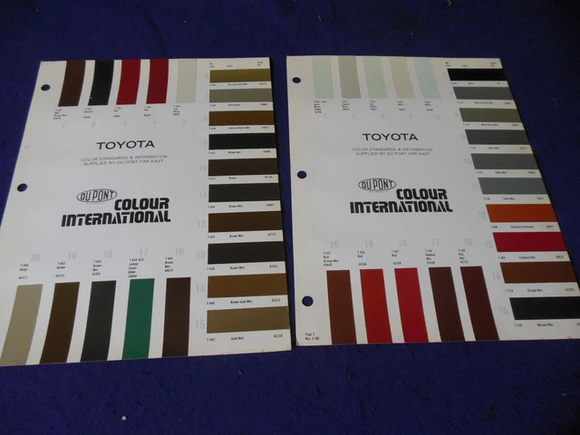 ORIGINAL 1980 DUPONT Color Chart Sheets 1980 Toyota Includes Celica 8 ...