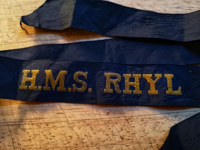 ORIGINAL HMS RHYL Cap Tally. F129 Royal Navy Rosthey Class Frigate ...