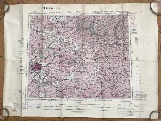 WW2 ALLIED AERONAUTICAL Navigation (RAF) Map: Paris France Region 1942 ...
