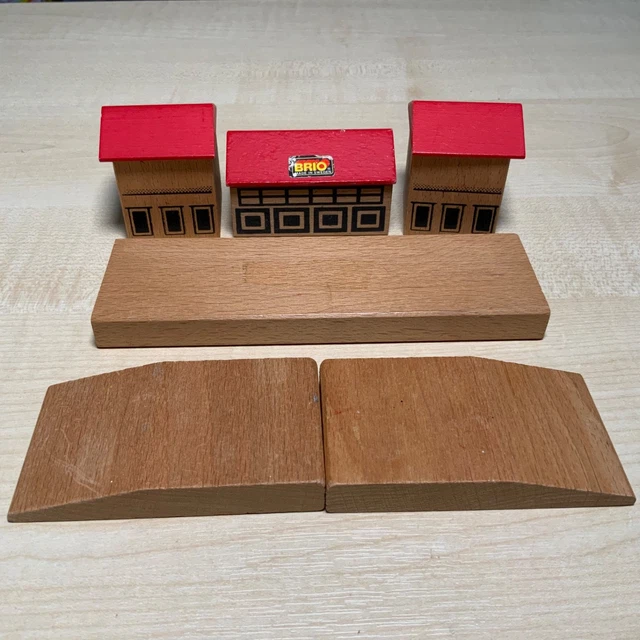 VINTAGE BRIO WOODEN Train Railway Train Building Station Bundle Job Lot ...