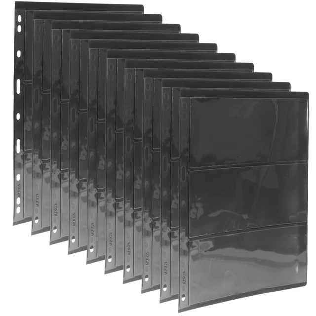 10 SHEETS ALBUM De Collection Timbres Classeurs Noirs Cartes Feuille ...