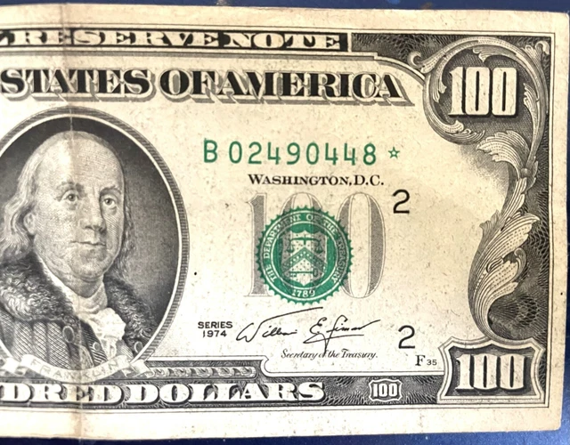 Elegant 1974 One Hundred Dollar Bill Images