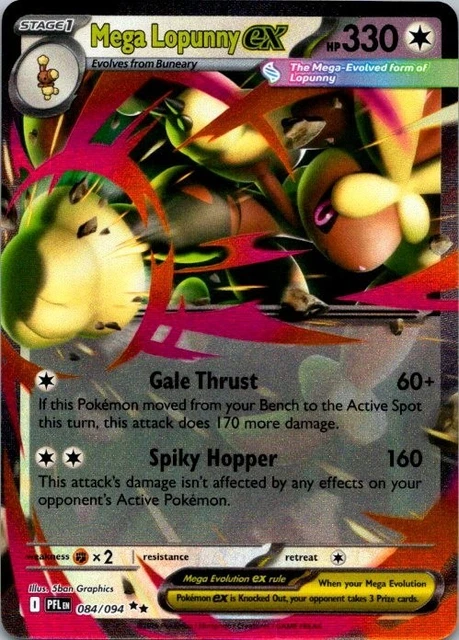 POKEMON TCG MEGA Lopunny ex 084/094 Phantasmal Flames NM (SKU 1-2) $4. ...