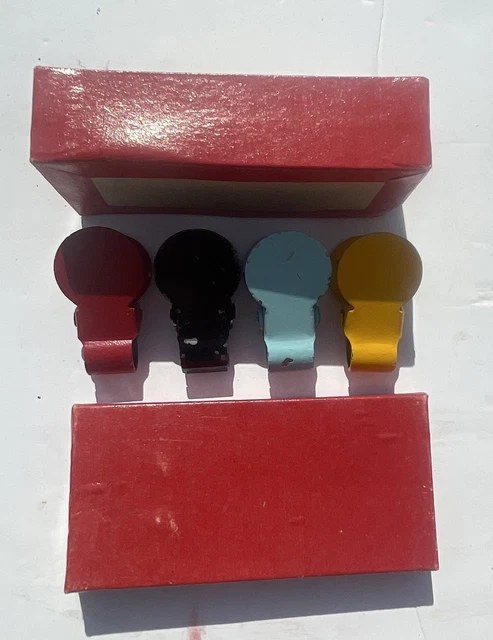 SET OF VINTAGE Jaques Metal Croquet Players Clips in original Crimson ...