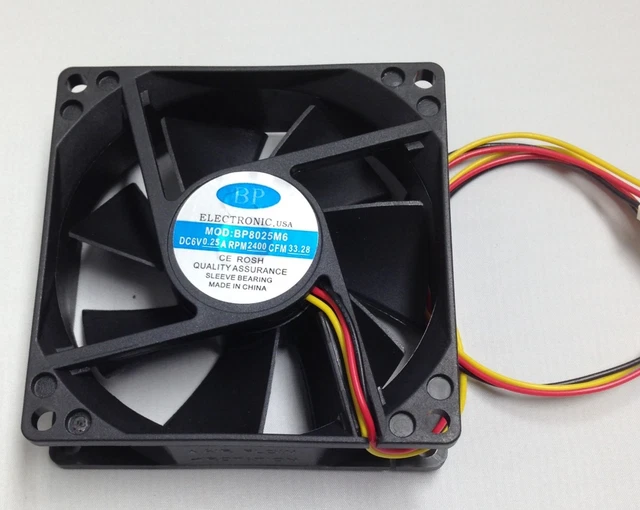 VENTILATEUR BP8025M6 6V DC 3P 80 mm 80 x 25 mm 10 fils connecteur terminal 3 broches 1 pièce EUR ...