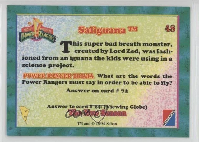 1994 MIGHTY MORPHIN Power Rangers The New Season Foil Saliguana #48 1l2 ...