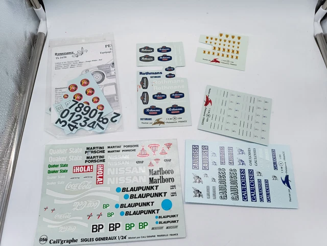 LOTTO DECALS 1/24 Peugeot 205 Belga Rothmans Gauloises Ferrari logos ...