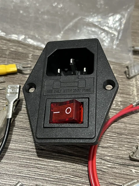 3-IN-1 INLET MODULE Plug 5A Glass Fuse Rocker Switch Red Light 3-Pin ...