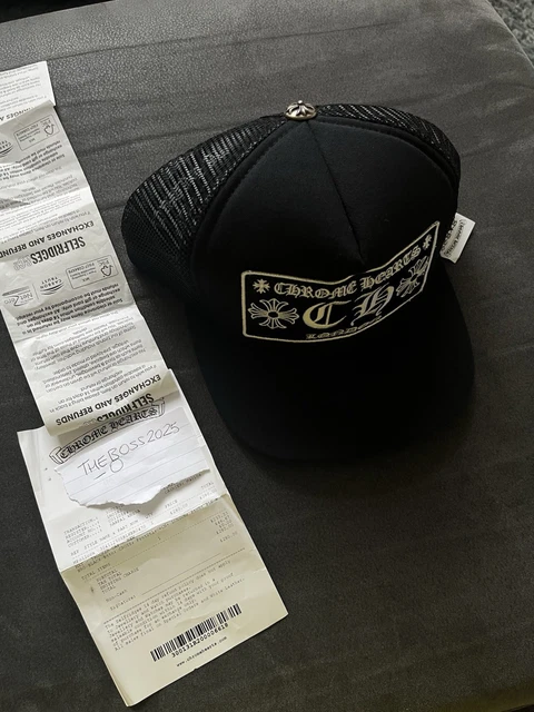 AUTHENTIC CHROME HEARTS Trucker Cap CH Patch Cross Ball Mesh NEW Black cotton £106.80 - PicClick UK