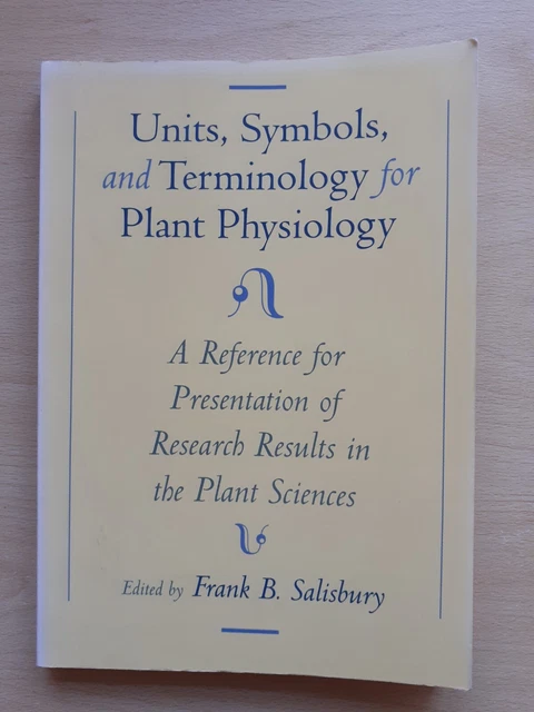 UNITS SYMBOLS AND Terminology For Plant Physiology Plant Sciences UNITS SYMBOLS AND Terminology For Plant Physiology Plant Sciences