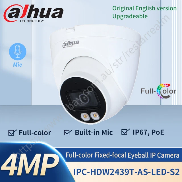 DAHUA 4MP IP Camera Full-color Built-in Mic PoE WDR IP67 IPC-HDW2439T-AS-LED-S2 $136.40 ...