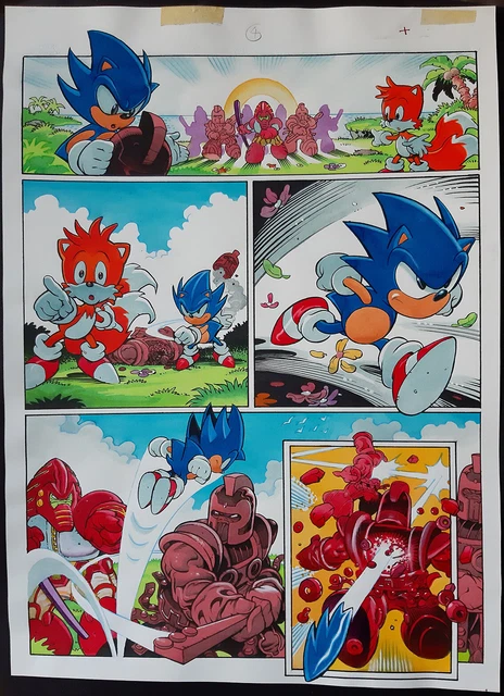 SONIC THE HEDGEHOG. Original, signed Comic Art. Sonic The Comic #117 ...