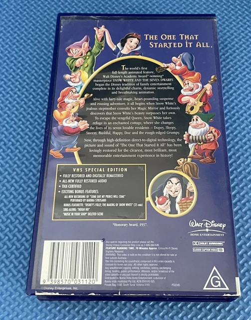 WALT DISNEYS SNOW White VHS $14.95 - PicClick AU