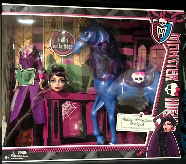 MONSTER HIGH HEADLESS Headmistress Bloodgood Doll and Nightmare Horse ...