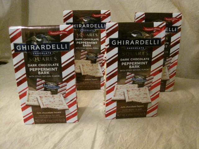 GHIRARDELLI 4 BAGS Dark Chocolate Peppermint Bark Candy Squares 4.45 oz ...