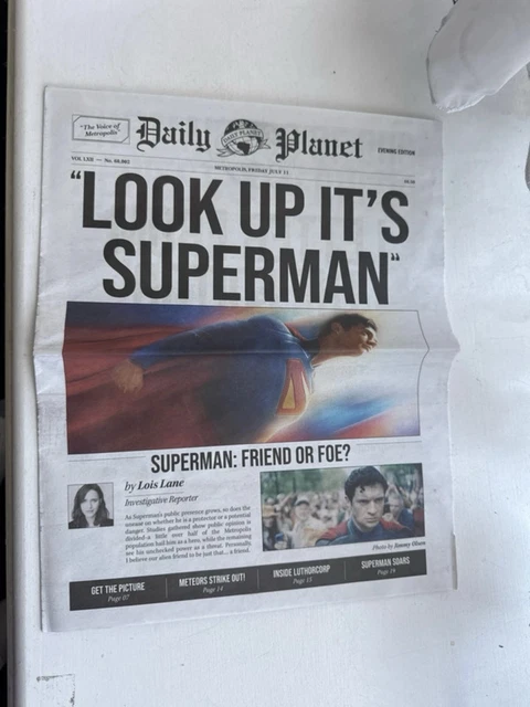 GENUINE DAILY PLANET Superman 2025 Promo Prop Newspaper Rare Limited ...