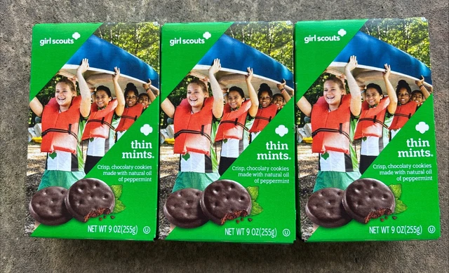 2025 GIRL SCOUT Cookies, Thin Mints Lot of 3 Boxes Little Brownie ...