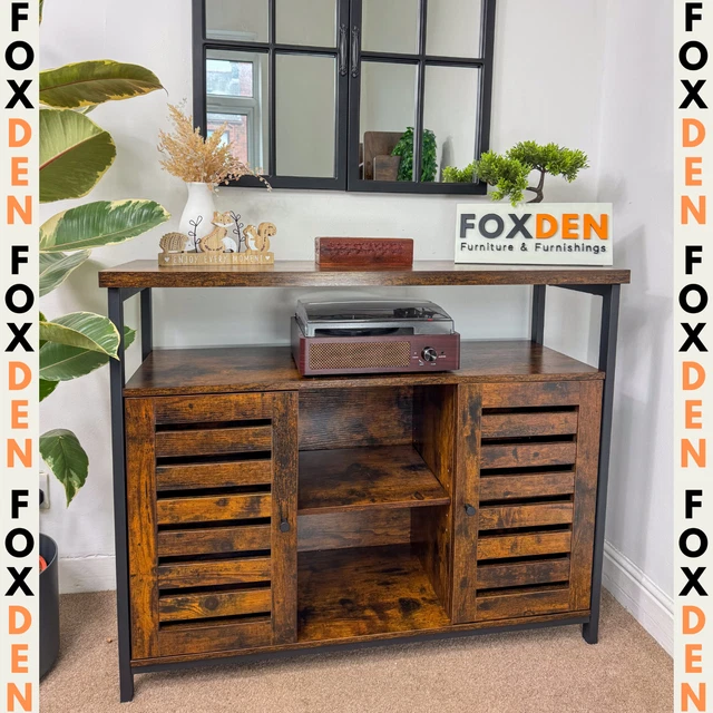 LARGE RUSTIC SIDEBOARD Storage Cabinet Vintage Industrial Cupboard ...