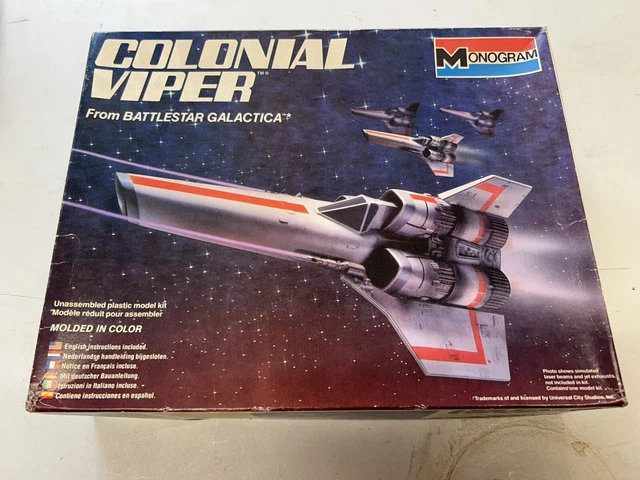 RARE VINTAGE MONOGRAM Colonial Viper Model Kit Battlestar Galactica £50 ...