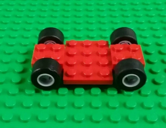 LEGO RED CAR Chassis Racing Wheels Grey Rims Black Tyres x 1 Car EUR 3 ...
