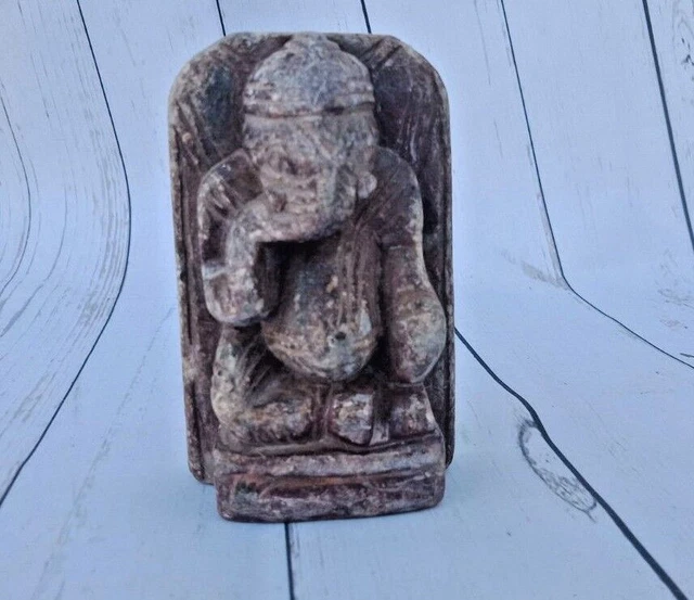 ANCIENNE FIGURE/STATUE DU Seigneur Ganesha En Pierre Grise Sculpté À La ...