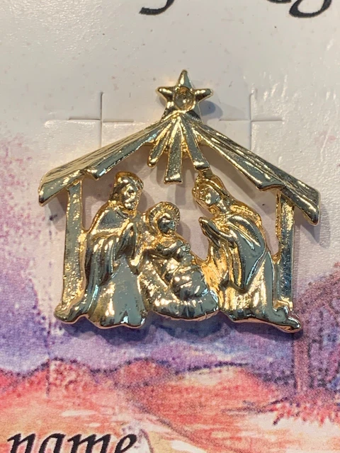 CHRISTMAS PIN O Holy Night Gold Tone Stocking Stuffer Catholic ...