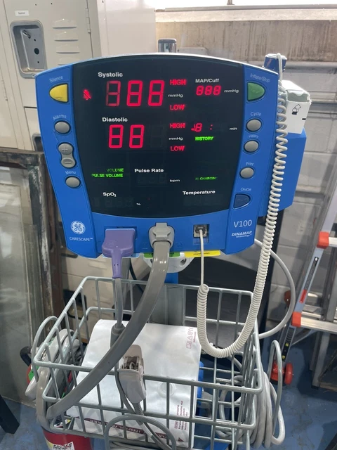GE CARESCAPE V100 Dinamap Patient Monitor NIBP Temp MASIMO SpO2 Printer ...