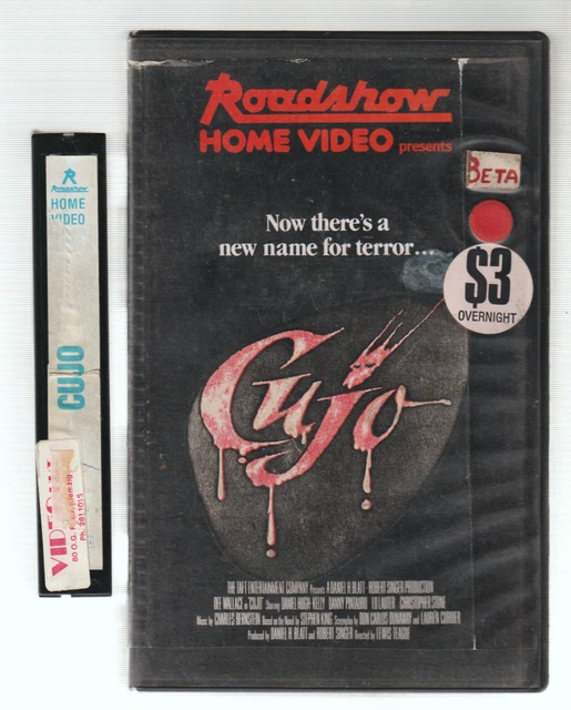 RARE BETA VIDEO Tape CUJO Betamax Ex-Rental Roadshow Home CUT COVER BIG ...