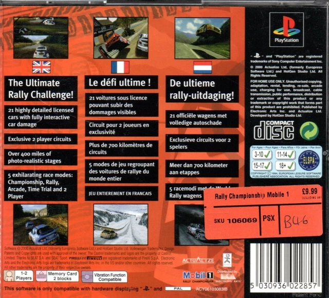 MOBIL 1 RALLY CHAMPIONSHIP - Sony PS1 Playstation Game *Complete With ...