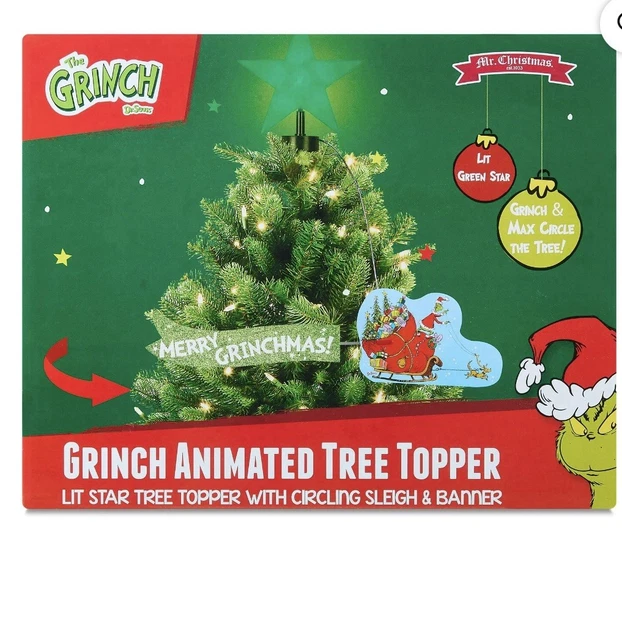 GRINCH SLEIGH ANIMATED Christmas Tree Topper by Mr. Christmas £31.12 ...