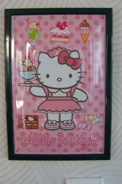 CADRE TABLEAU PLAQUE Tole Emboutie Peinte Hello Kitty Chocolate EUR 14 ...