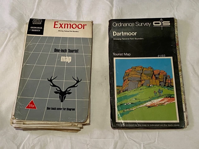 VINTAGE OS MAPS Dartmoor 1980 Exmoor Laminated 1967 SOME WEAR EUR 11,07 ...