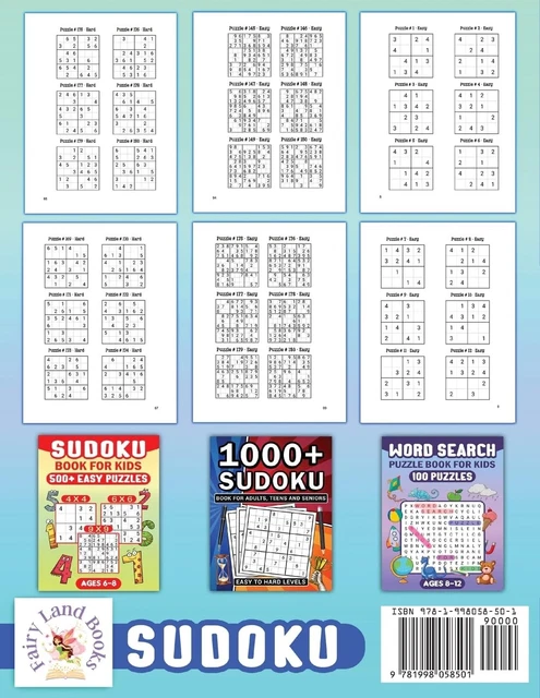 FAIRYLAND BOOKS SUDOKU For Kids Ages 6-12 (Poche) EUR 21,51 - PicClick FR