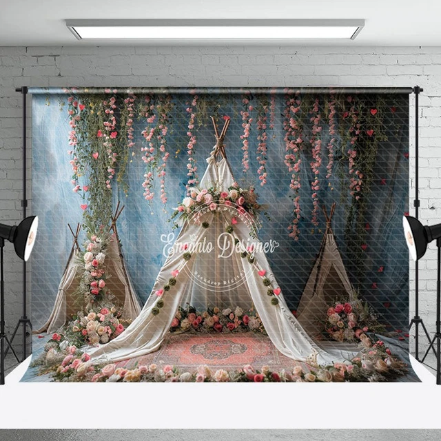 BLUE RETRO WALL Boho Tent Floral Wedding Backdrop $36.09 - PicClick AU