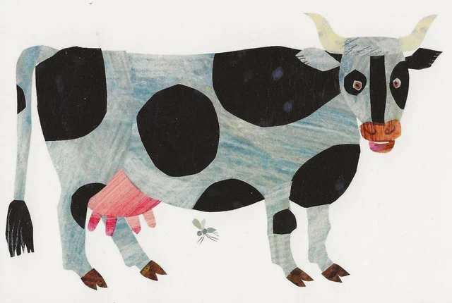 POSTCARD ERIC CARLE, Illustration for "The Very Busy Spider" 1984 Cow ...