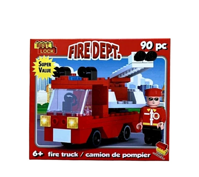FIRE DEPARTMENT BEST Lock Fire Truck Vehicle Rare Set (Building-Blocks ...