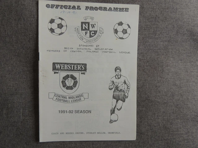 IFIELD FC V Worthing United FC 2nd March 1991 Match Programme West ...