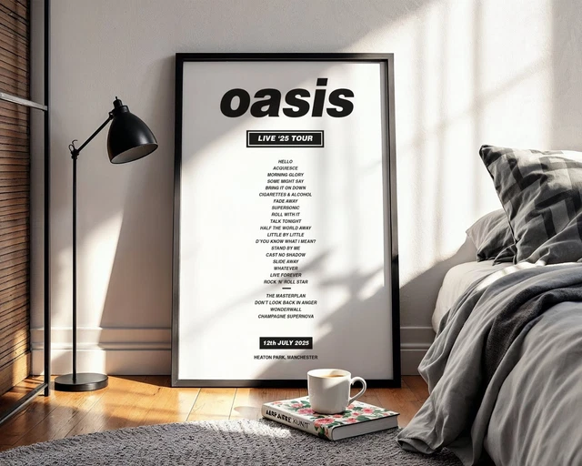 OASIS 2025 UK Setlist Poster | Live 25 Tour Print, Personalised Oasis ...